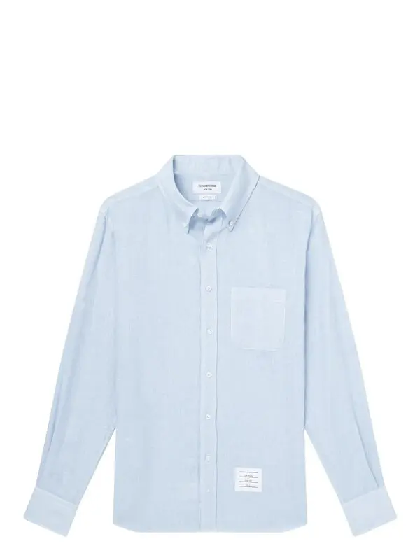 Thom Browne Garment-dyed Linen Shirt - Blue