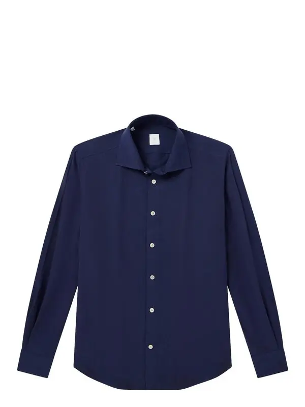 Eleventy Lyocell, Linen And Cotton-blend Shirt - Blue