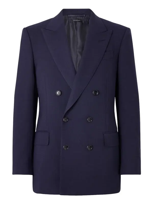 TOM FORD Atticus Double-breasted Wool And Mohair-blend Blazer - Blue
