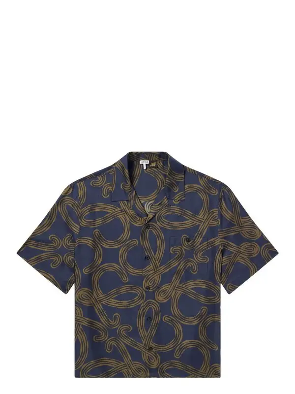 Loewe Paula's Ibiza Convertible-collar Printed Silk-satin Shirt - Blue