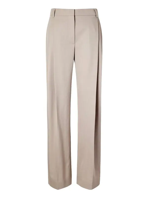 Stella McCartney Pleated Wool-twill Straight-leg Pants - Neutrals