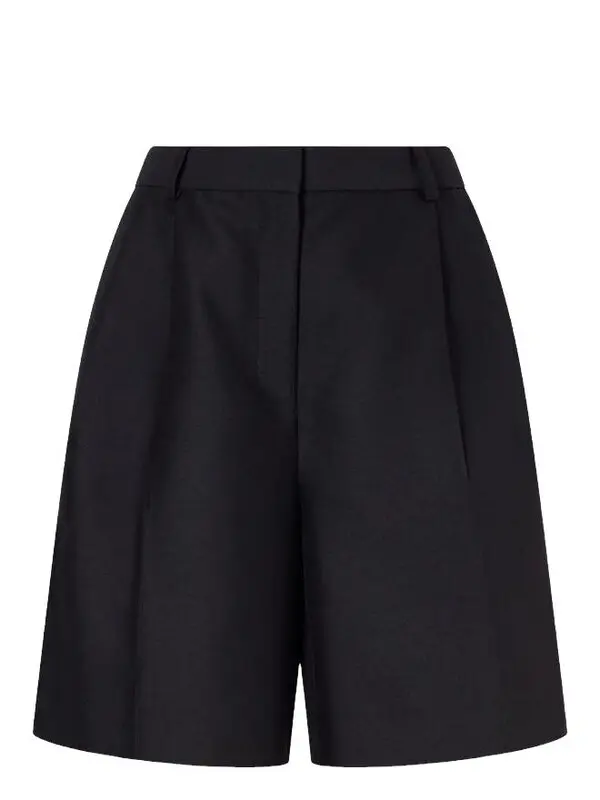 Khaite Pleated Wool And Silk-blend Cady Shorts - Black