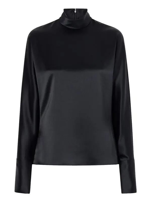 Galvan Phoenix Satin Turtleneck Shirt - Black
