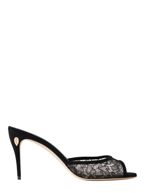 Jennifer Chamandi Guido 85 Suede And Lace Mules - Black