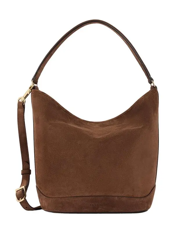 Sandro Tangoso Suede Bucket Bag - Brown