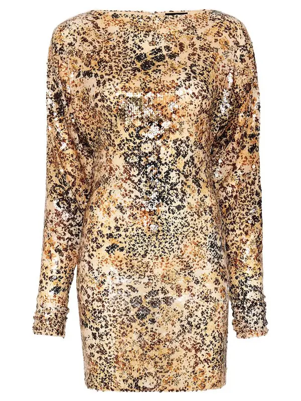 Lapointe Sequin Boatneck Mini Dress - Leopard