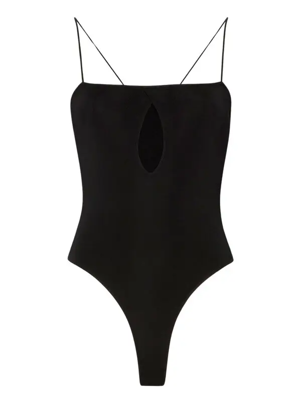 Lapointe Shiny Viscose Slit Bodysuit - Black