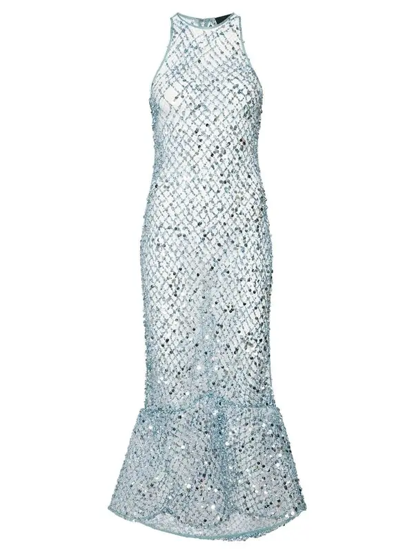 Lapointe Net Mesh Sequin High-low Midi Dress - Cloud