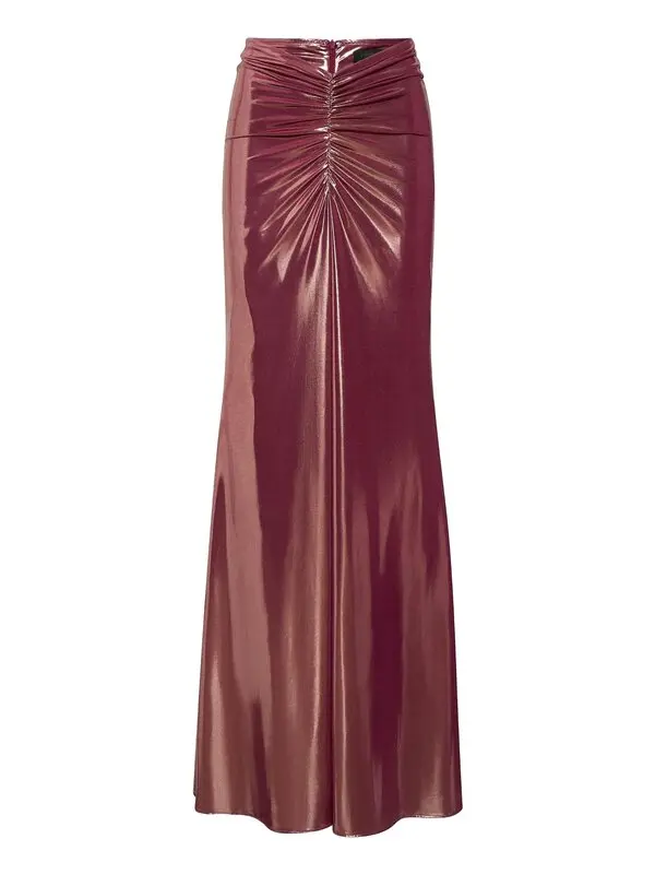 Lapointe Coated Jersey Ruched Maxi Skirt - Clay