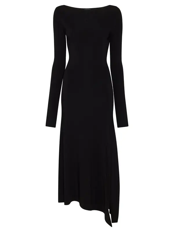 Lapointe Viscose Boatneck Dress - Black