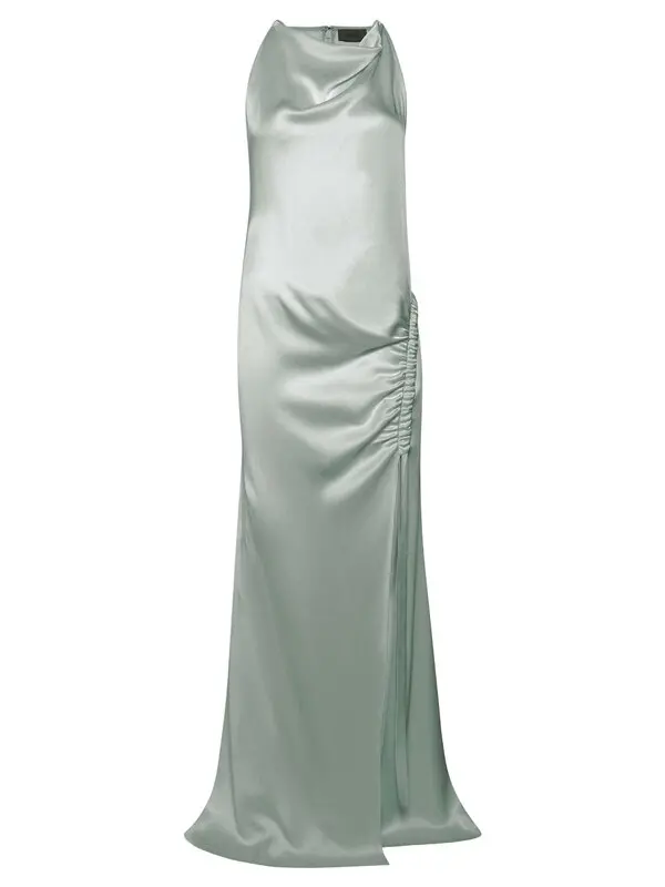 Lapointe Satin Cowl Neck Gown - Jade