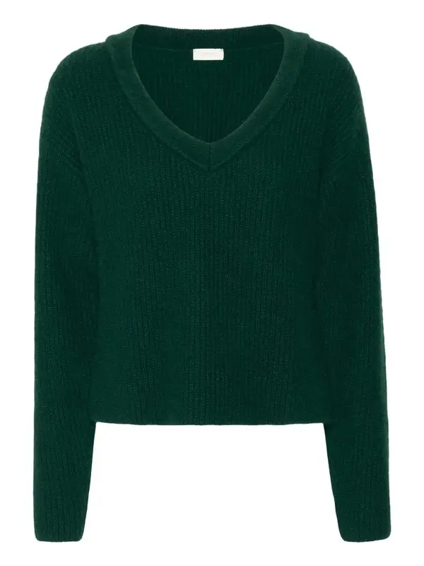 Lapointe Cashmere Silk V-neck Sweater - Forest