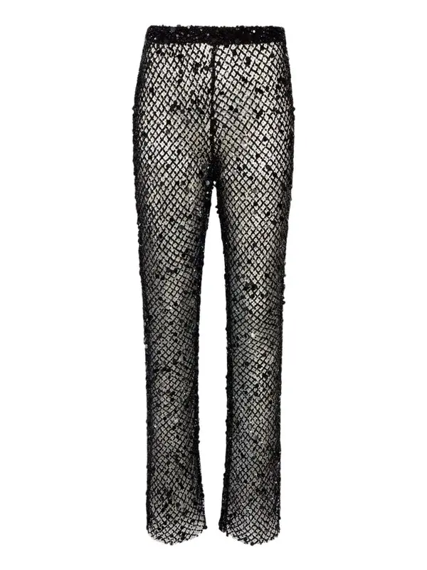 Lapointe Net Mesh Sequin Flare Pants - Black