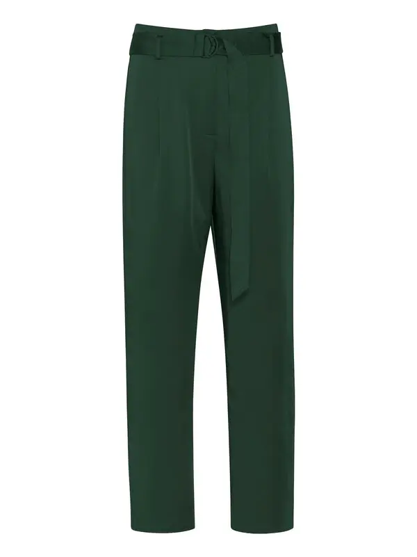 Lapointe Satin Belted Cropped Pant - Forest
