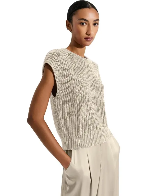 Lapointe Silk Yarn Sleeveless Crop Sweater - Ecru