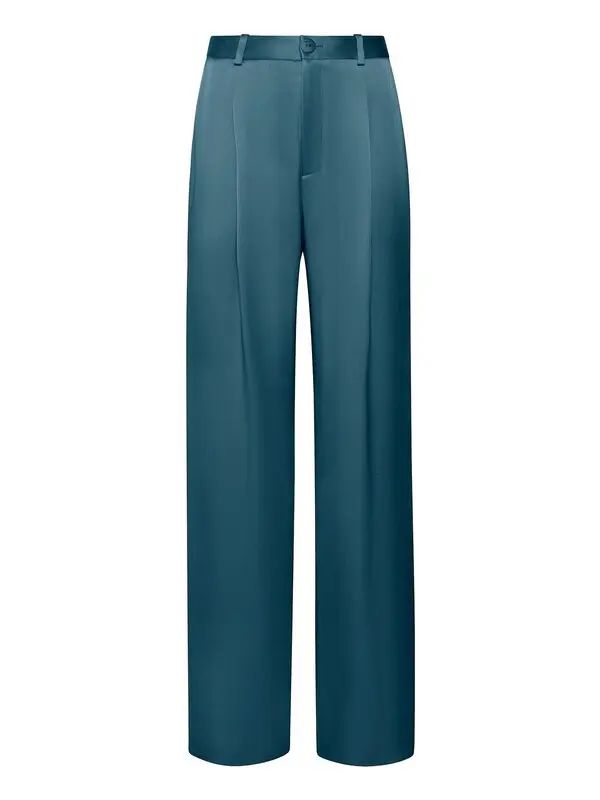 Lapointe Relaxed Pleated Satin Trousers - Slate