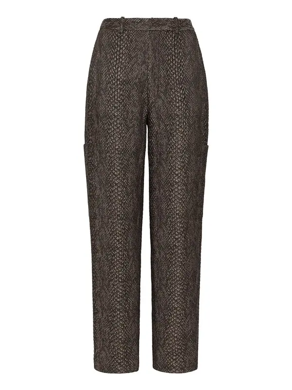 Lapointe 3d Snake Print Tapered Trousers - Mocha