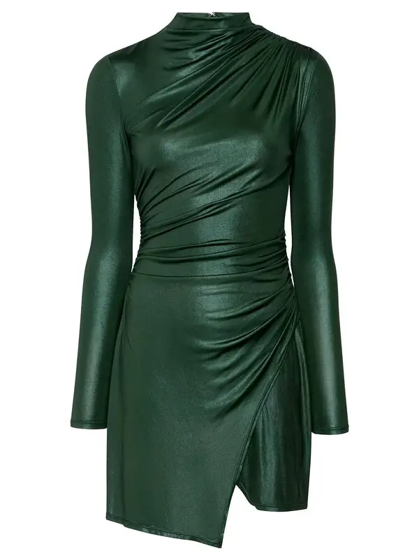 Lapointe Coated Jersey Draped Mini Dress - Forest