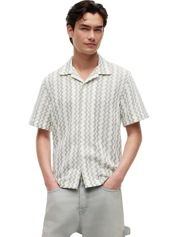 Tommy Hilfiger Open Weave Camp Shirt - Spring Olive
