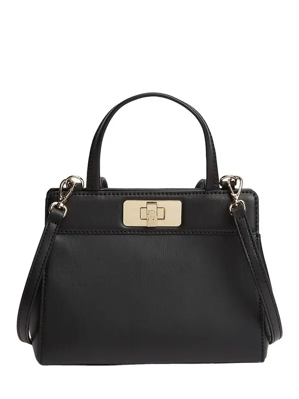 Tommy Hilfiger Monogram Turnlock Mini Satchel Bag - Black