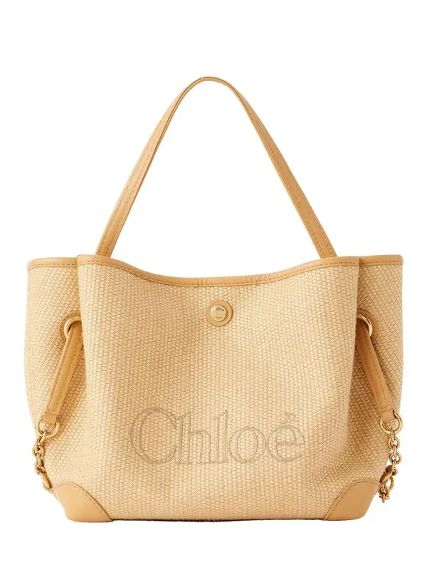 Chloé Clover Raffia-effect Tote With Leather Trim - Neutrals