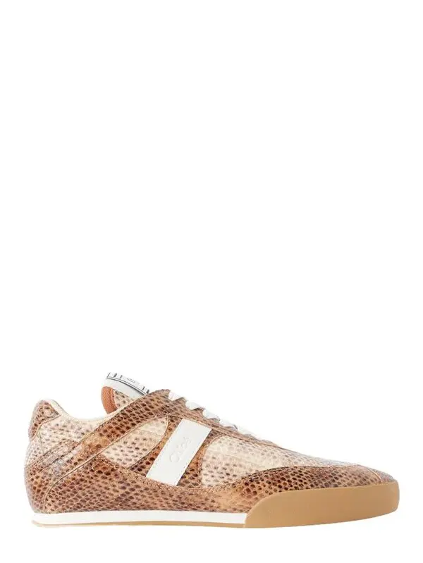 Chloé Kick Snake-effect Leather Low Top Sneakers - Brown