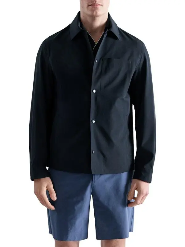 Mango Water Repellent Jacket With Spread Collar - Navy
