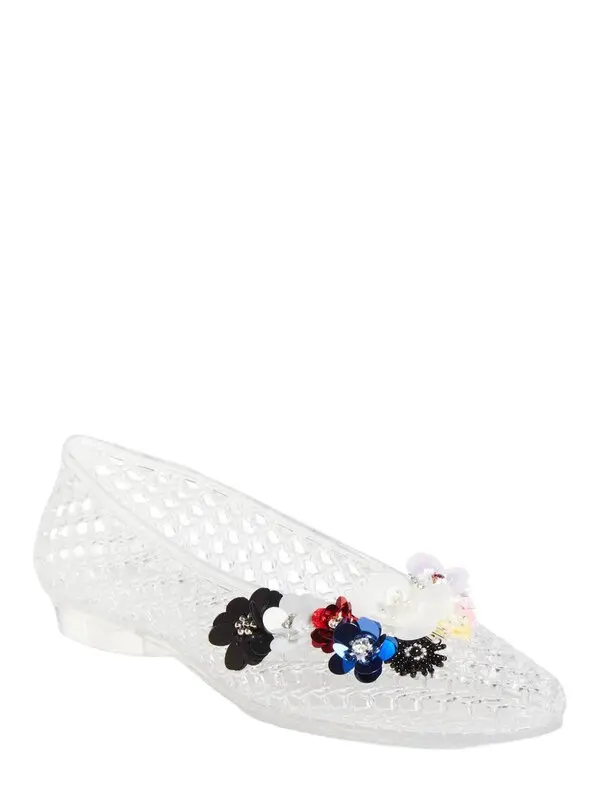 HEAVENLY JELLY Petal Jelly Ballet Flat With Embellishments - Clear
