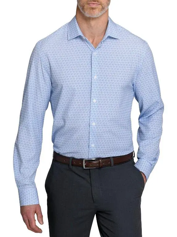 W.R.K Fain Floral Performance Dress Shirt - White/blue
