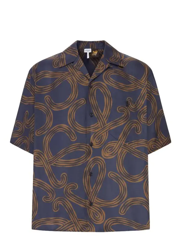 Loewe X Paula`s Ibiza Short-sleeved Silk Twill Shirt With All-over Anagram Print - Multicolor