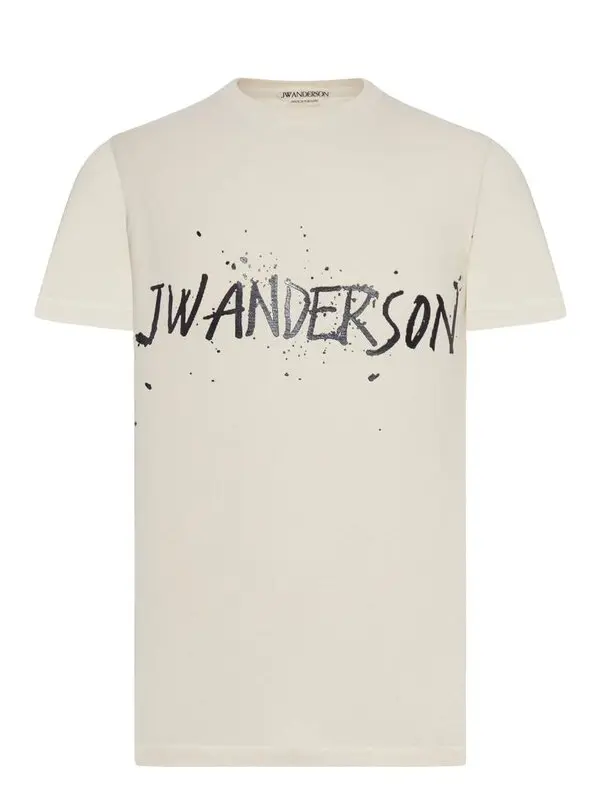 JW Anderson J.w.anderson Circular T-shirt In Ecru Jersey - Cream