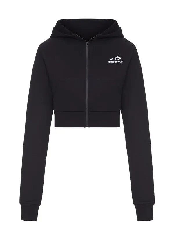 Balenciaga Cocoon Techwear Full Zip Sweatshirt - Black