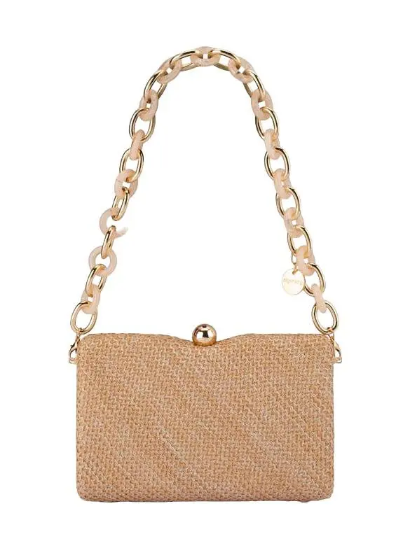 OLGA BERG Birdie Woven Clutch - Natural