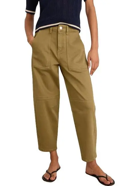 BAUKJEN Reece Stretch Barrel Leg Cargo Jeans - Taupe