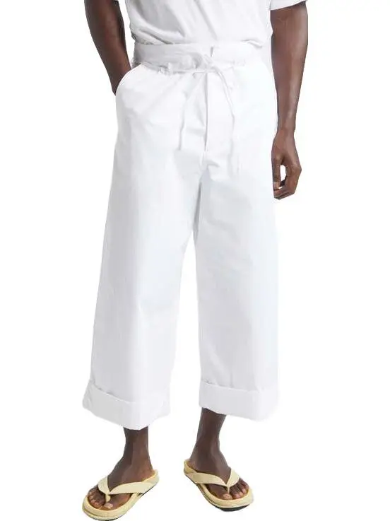 Jacquemus Le Pantalon Marin Belted Wide-leg Cotton Poplin Trousers - White 100