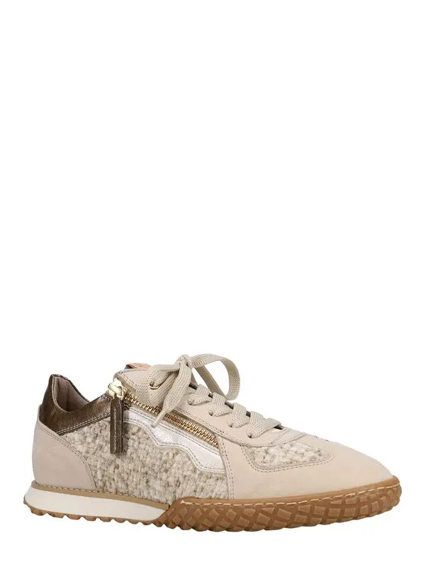 Ron White Metallic Leather & Zip-up Sneakers - Oyster