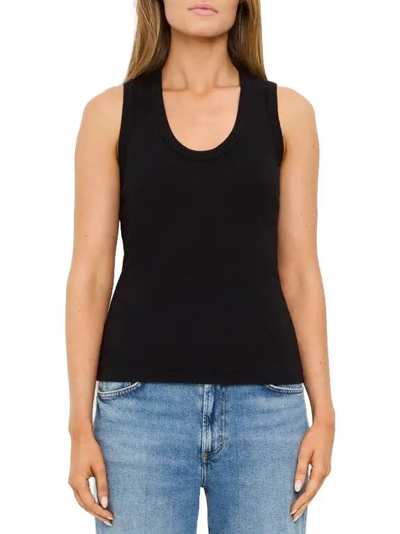 Michael Stars Brynn Scoop Neck Muscle Tank - Black