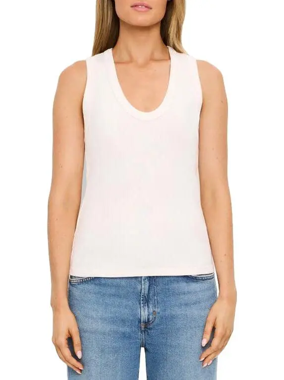 Michael Stars Brynn Scoop Neck Muscle Tank - Chalk