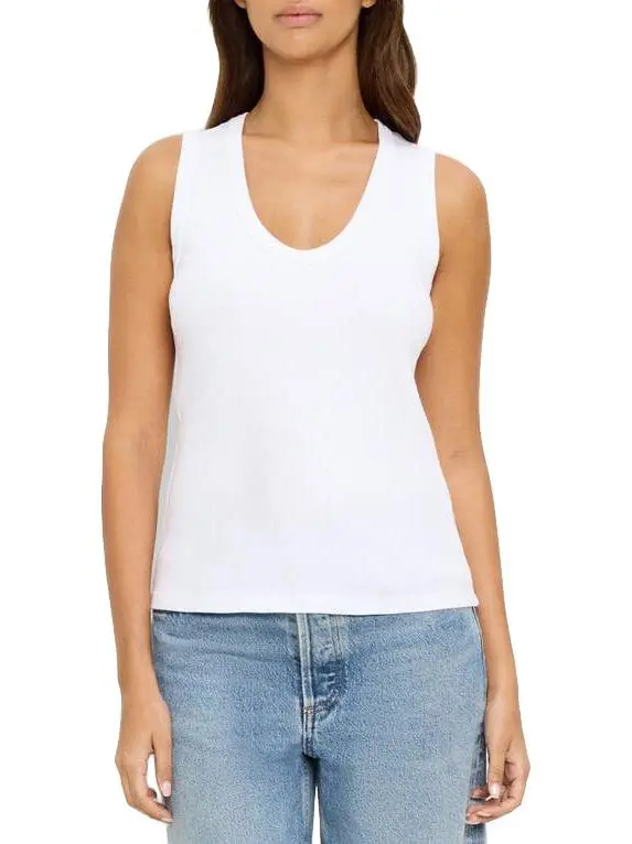 Michael Stars Brynn Scoop Neck Muscle Tank - White