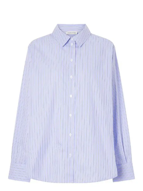 ANINE BING Essie Striped Cotton-poplin Shirt - Blue