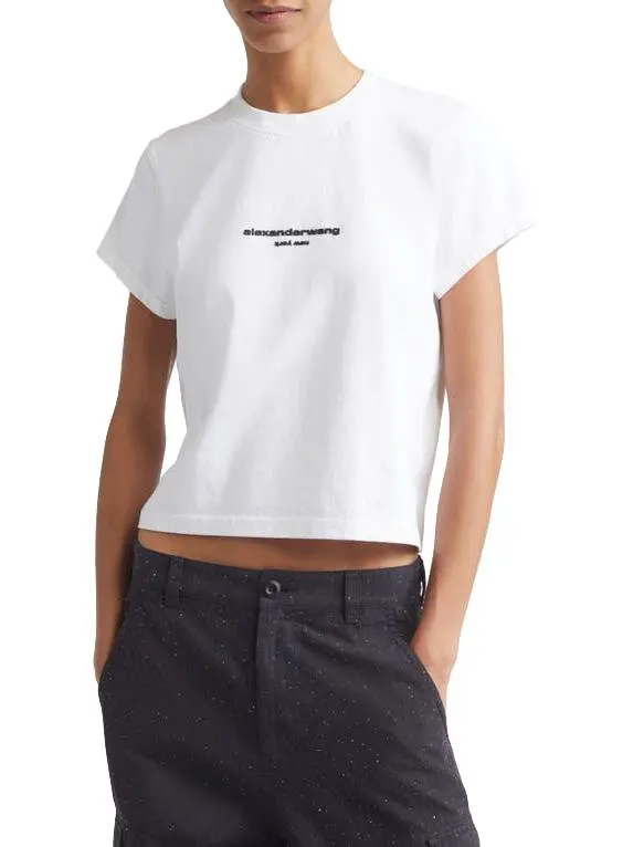 Alexander Wang Shrunken Cotton Logo T-shirt - White