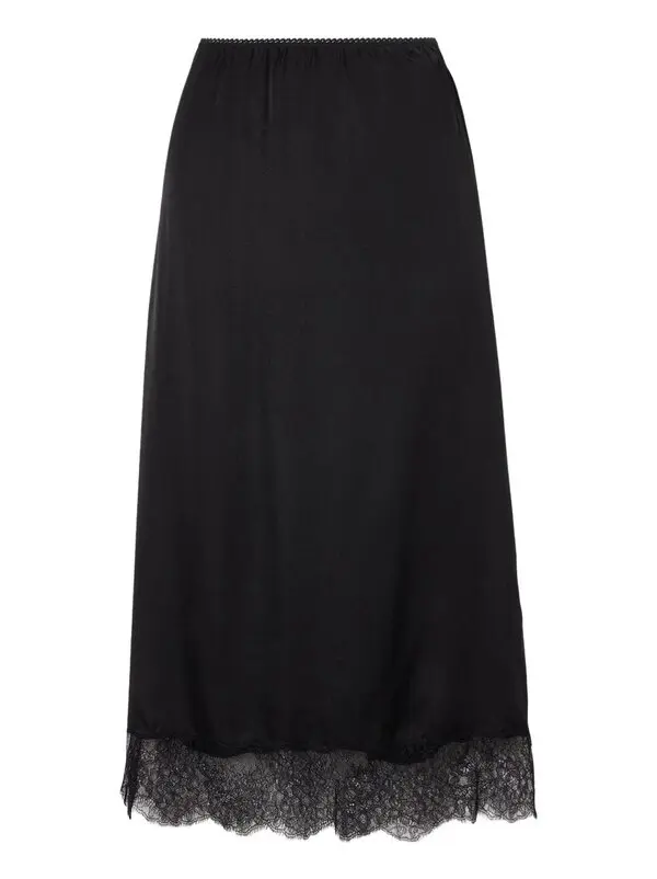 ANINE BING Shelby Lace-trimmed Silk-blend Midi Skirt - Black
