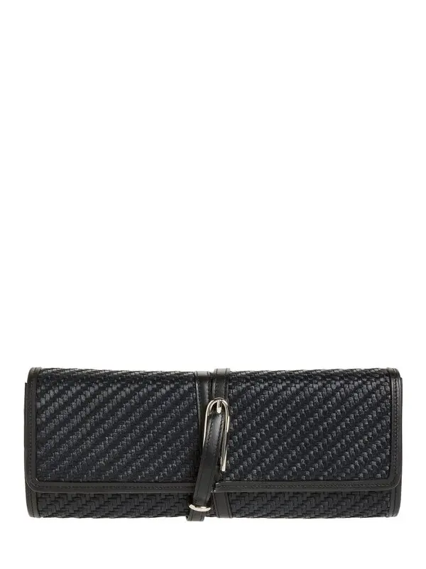 LIFFNER Belted Raffia Clutch - Black