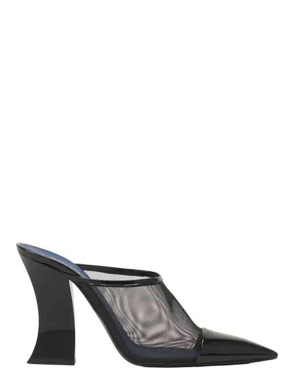 LANVIN Nocturne Mule In Mesh And Patent Leather - Black