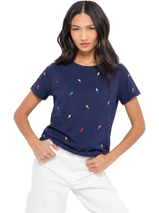 Lisa Todd Short Sleeve Embroidered T-shirt - Navy