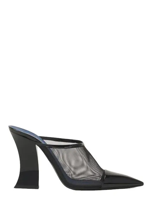 LANVIN Nocturne Mule In Mesh And Patent Leather - Black
