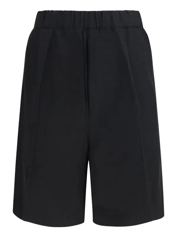 LANEUS Viscose And Linen Bermuda Shorts - Black