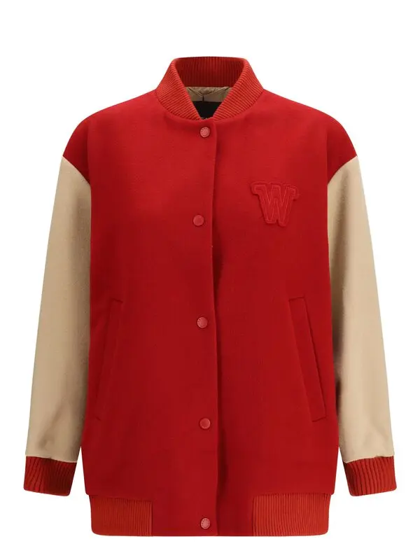 Max Mara Oversized Double Wool Bomber Jacket - Red