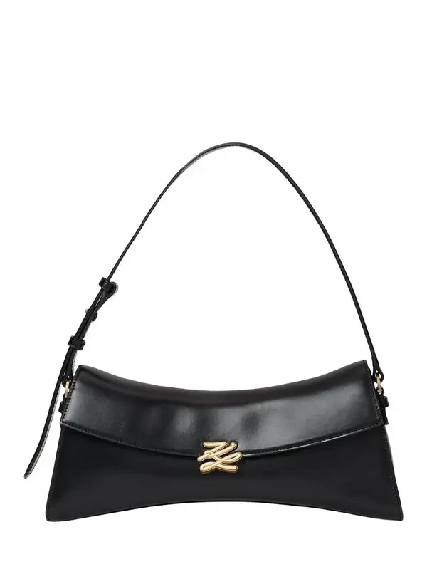 Karl Lagerfeld K/autograph Twist Shoulder Bag In Smooth Leather - Black/gold