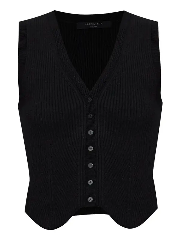 ALLSAINTS Cruza Ribbed Knit Vest - Black